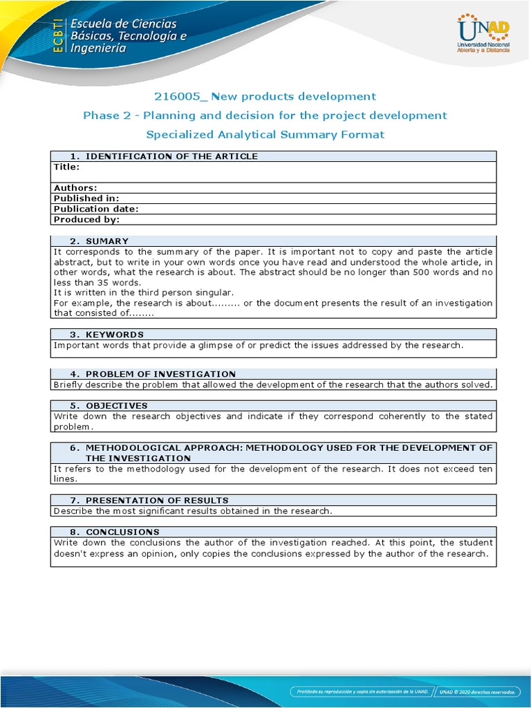 Specialized Analytical Summary Format | PDF