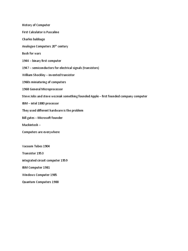 History of Computer Notes | PDF