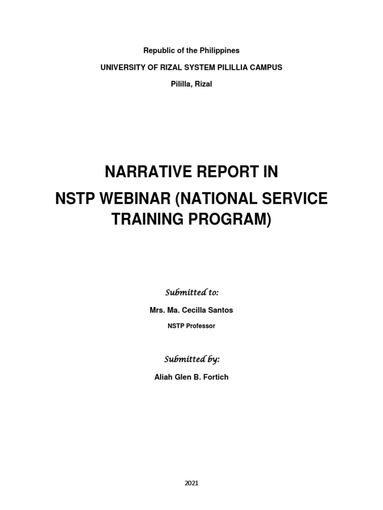 FORTICH Narrative Report (NSTP) | Download Free PDF | Climate Change | Reserve Officers ...