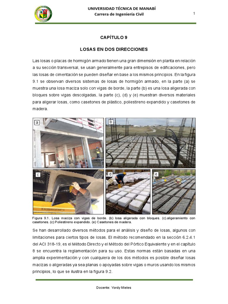 9) Losas en Dos Direcciones, Fundamentos Teóricos | PDF | Rigidez | Doblar