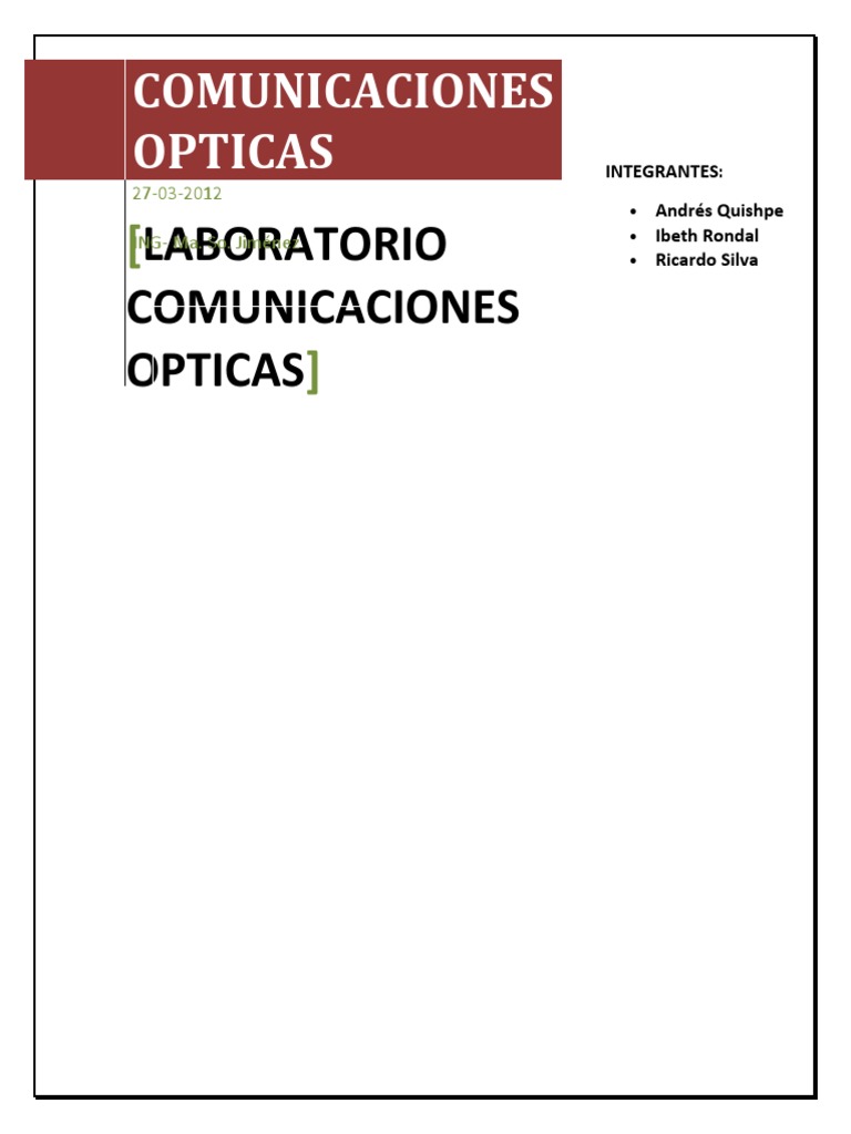 Comunicaciones Opticas | PDF | Fibra óptica | Óptica