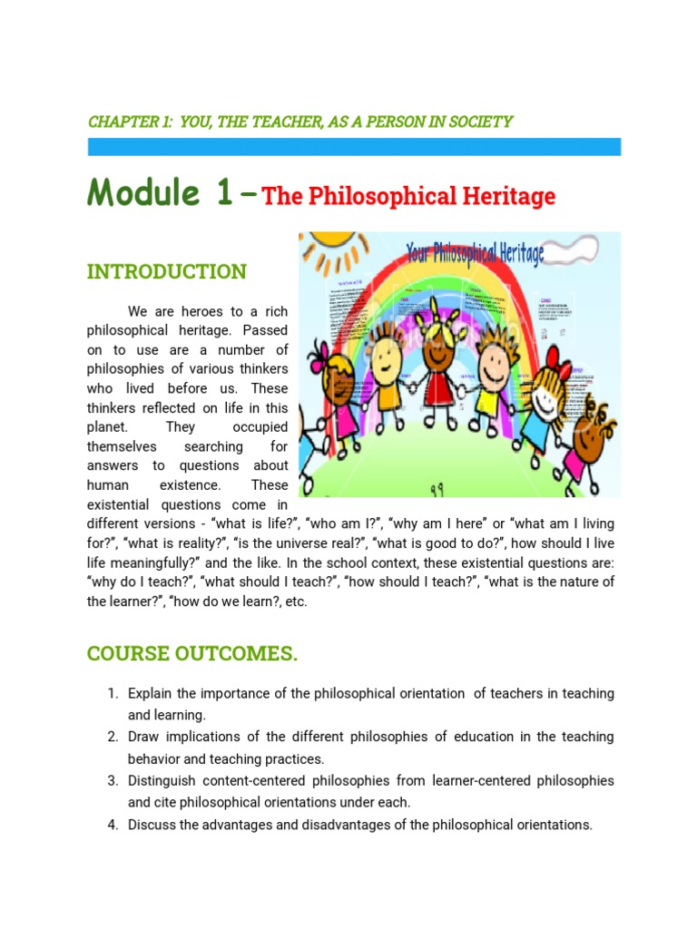 CHAPTER 1 - Module 1 - The Philosophical Heritage | PDF | Constructivism (Philosophy Of ...