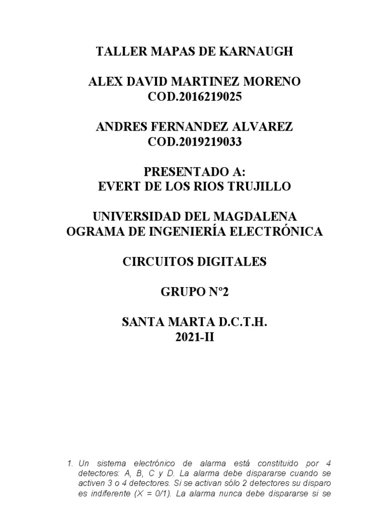 TALLER Mapas de Karnaugh | PDF | Lógica | Ciencias de la Computación