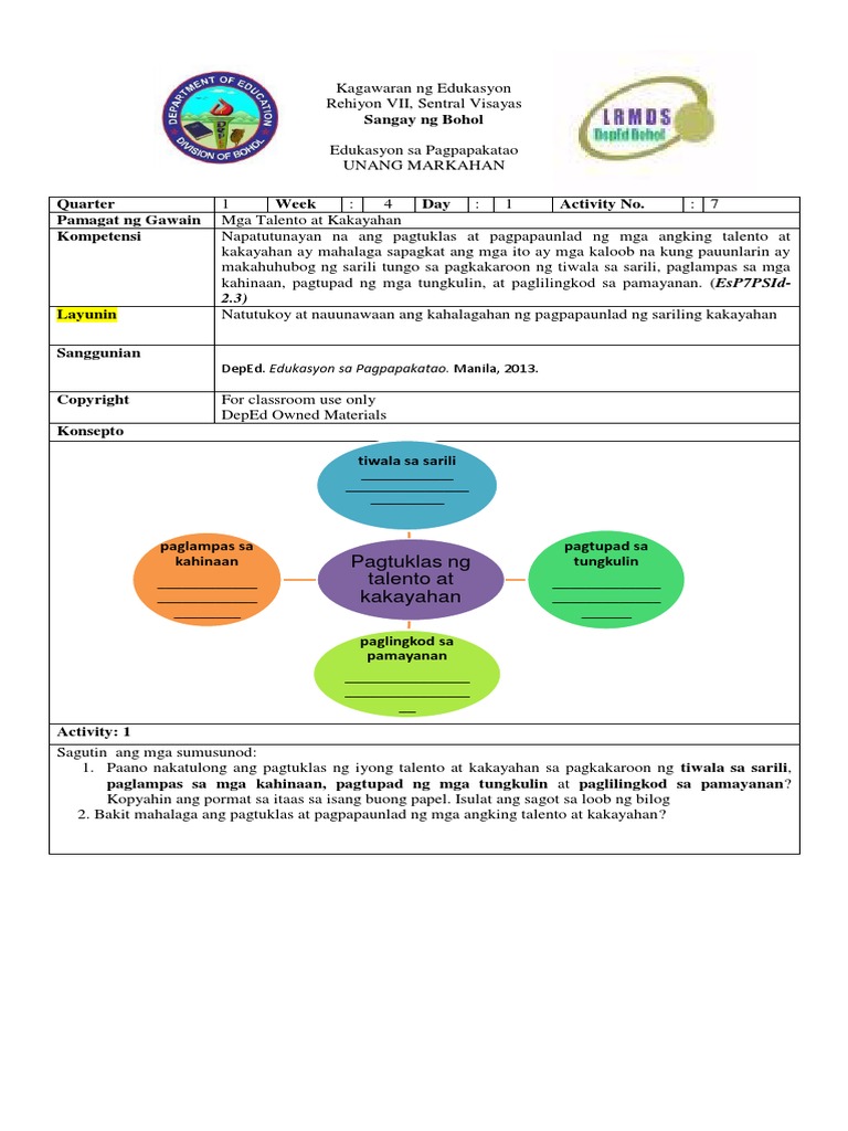 EsP7 Q1 Wk4 Day1 | PDF