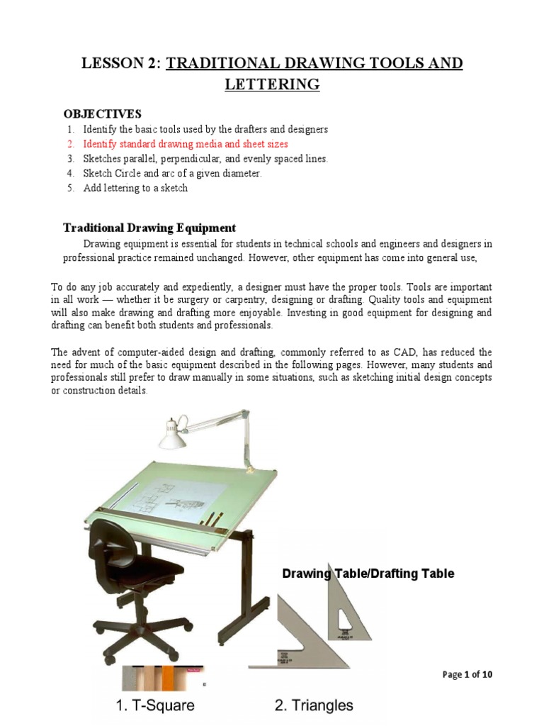 Traditional Tools and Lettering | PDF | Technical Drawing | Drawing