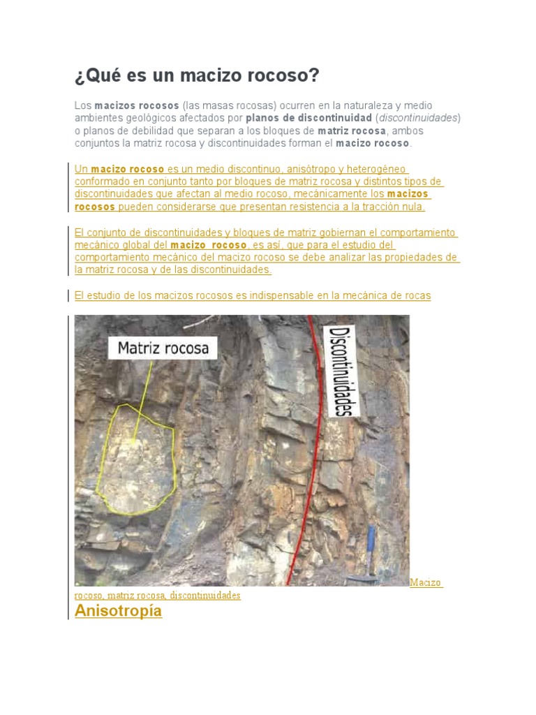 Qué Es Un Macizo Rocoso | PDF | Roca (geología) | Estrato