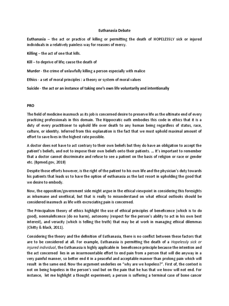 Euthanasia Debate (Draft) | PDF | Utilitarianism | Happiness