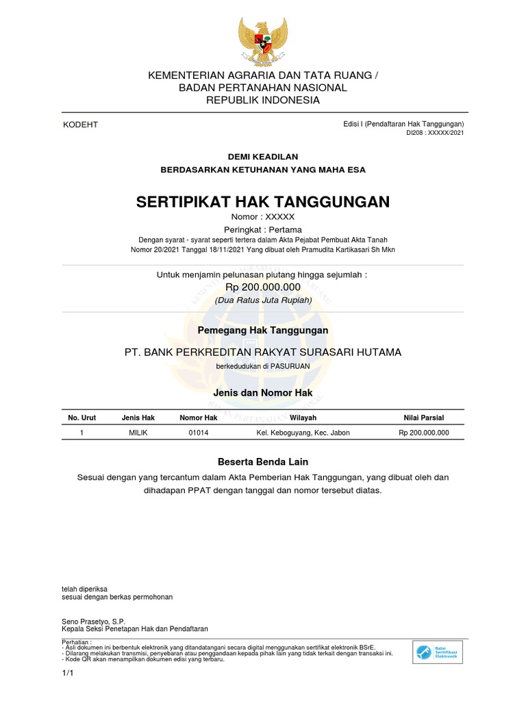 Sertifikat HT | PDF