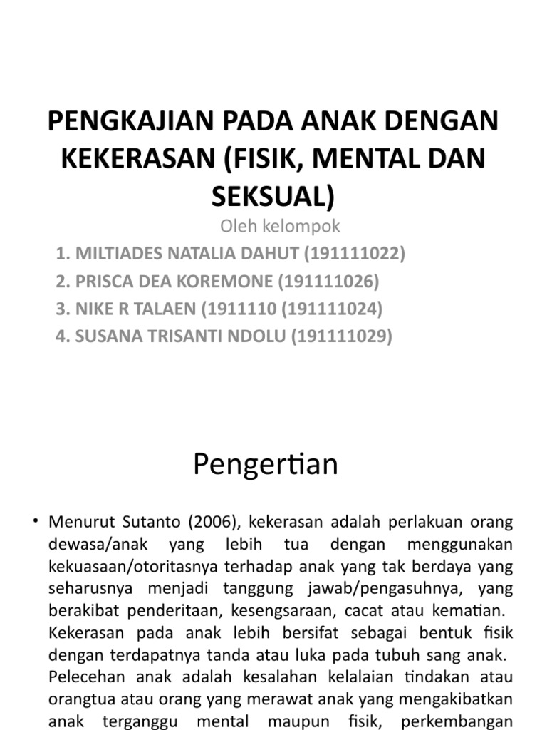 Pengkajian Pada Anak Dengan Kekerasan (Fisik | PDF | Pengembangan Diri