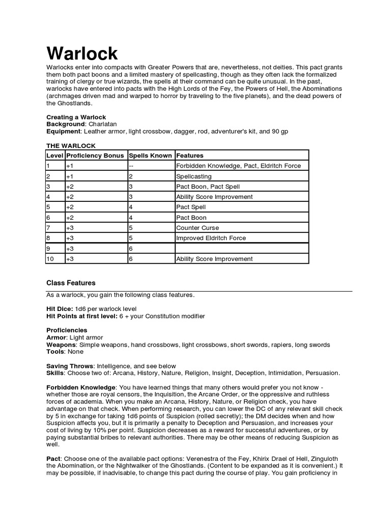 The Warlock: Pacts, Powers, and Forbidden Knowledge | PDF | Fantasy ...