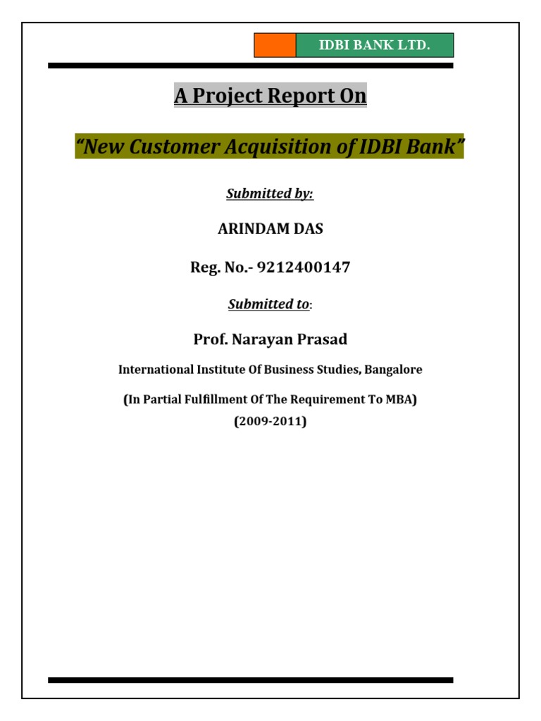New Customer Acquisition at IDBI Bank | PDF | Banks | Reserve Bank Of India