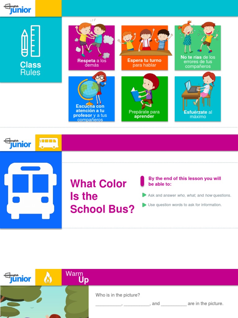 Lesson - 359 - Level 1 What Color Is The School Bus | PDF | Question ...
