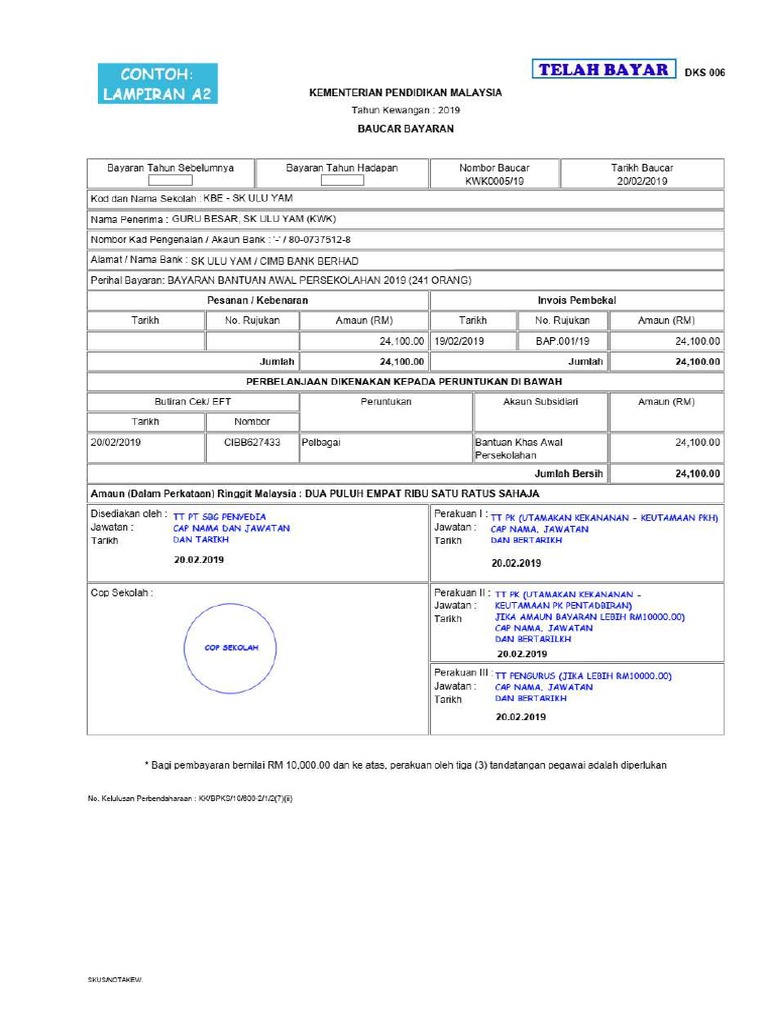 A2 CONTOH BAUCER BAYARAN Melebihi 10000 | PDF