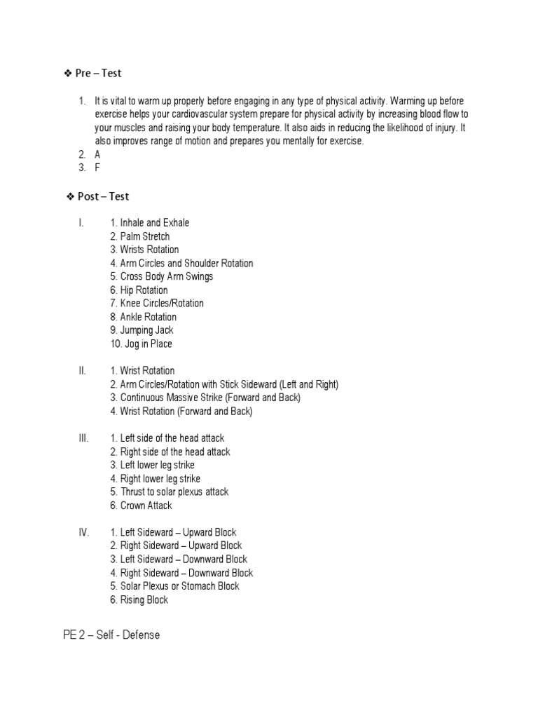PE 2 - Self - Defense | PDF | Arm | Human Leg