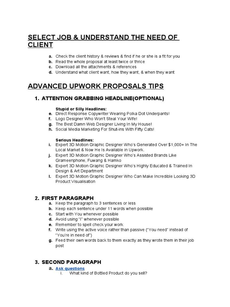 Advanced Upwork Proposals Tips | PDF