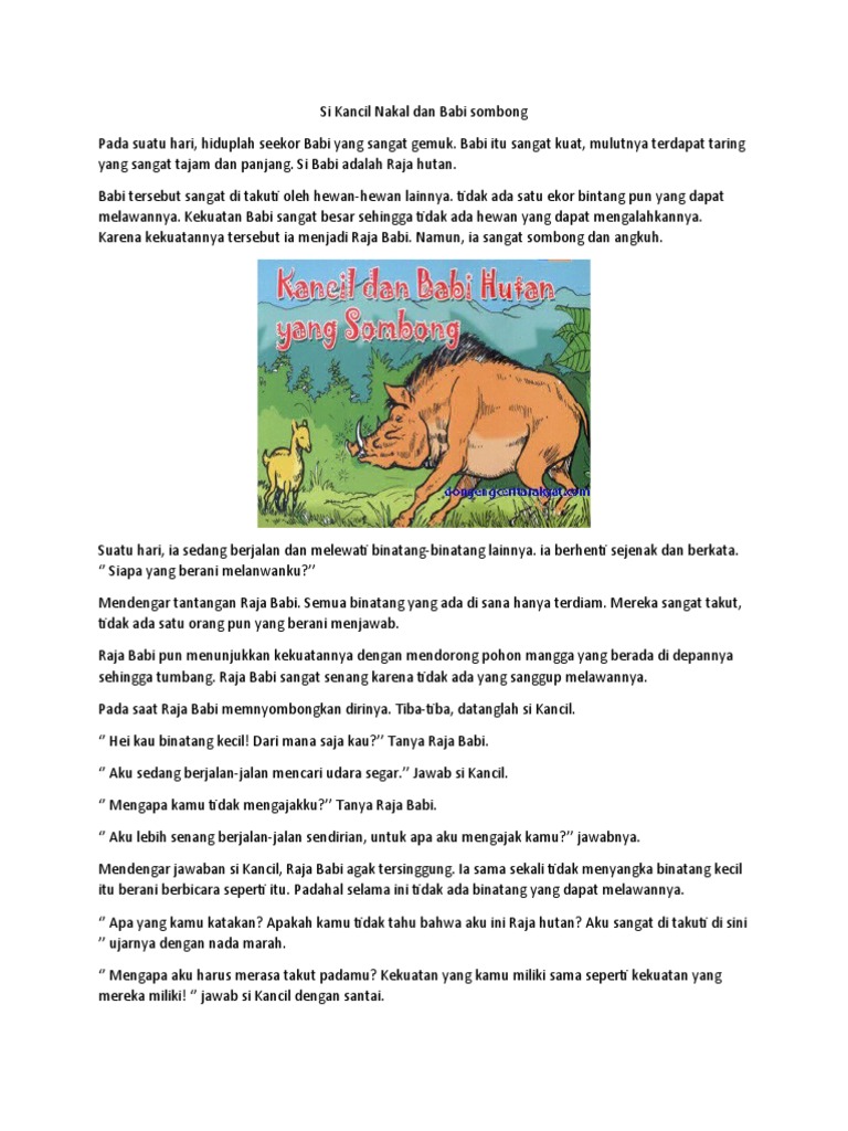 Si Kancil Nakal Dan Babi Sombong | PDF