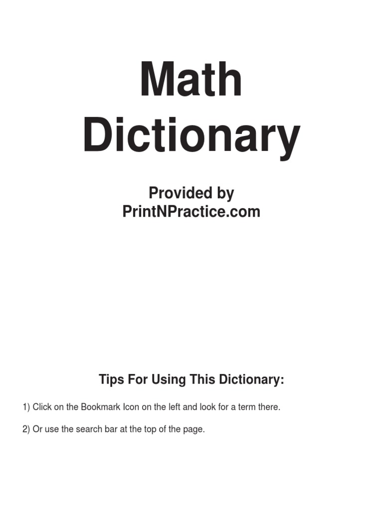 Math Dictionary | PDF | Division (Mathematics) | Numbers