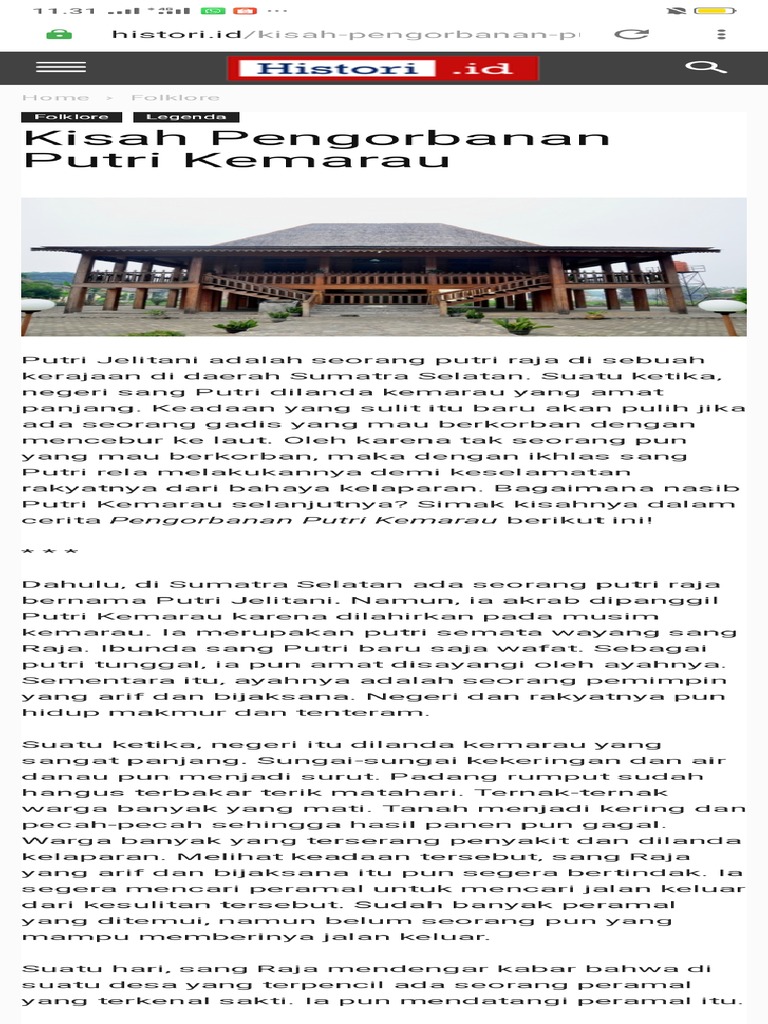 Kisah Pengorbanan Putri Kemarau | PDF