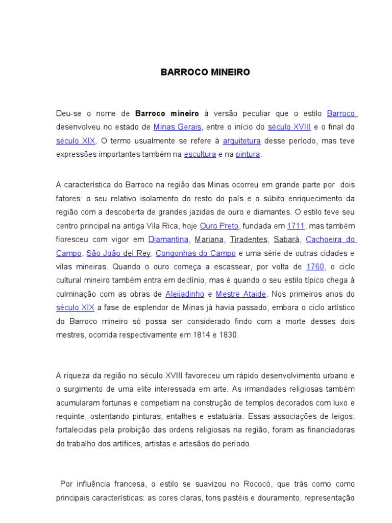 Texto Barroco Mineiro | PDF | Barroco | Escultura