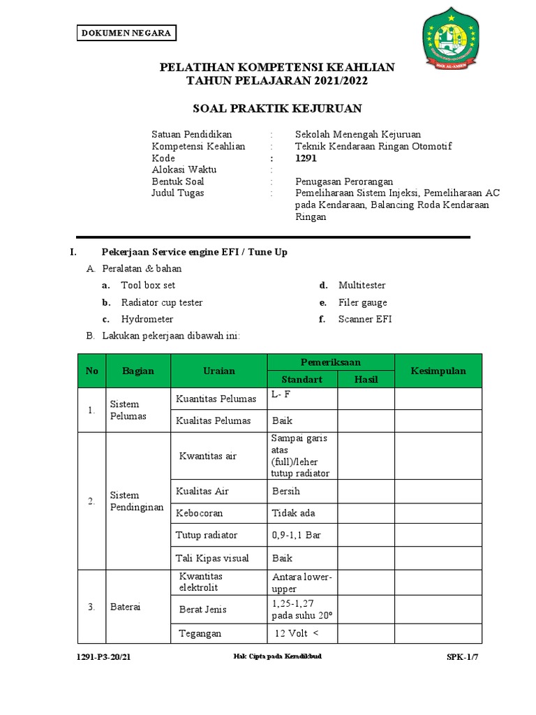 Job Sheet Pelatihan Tkro | PDF