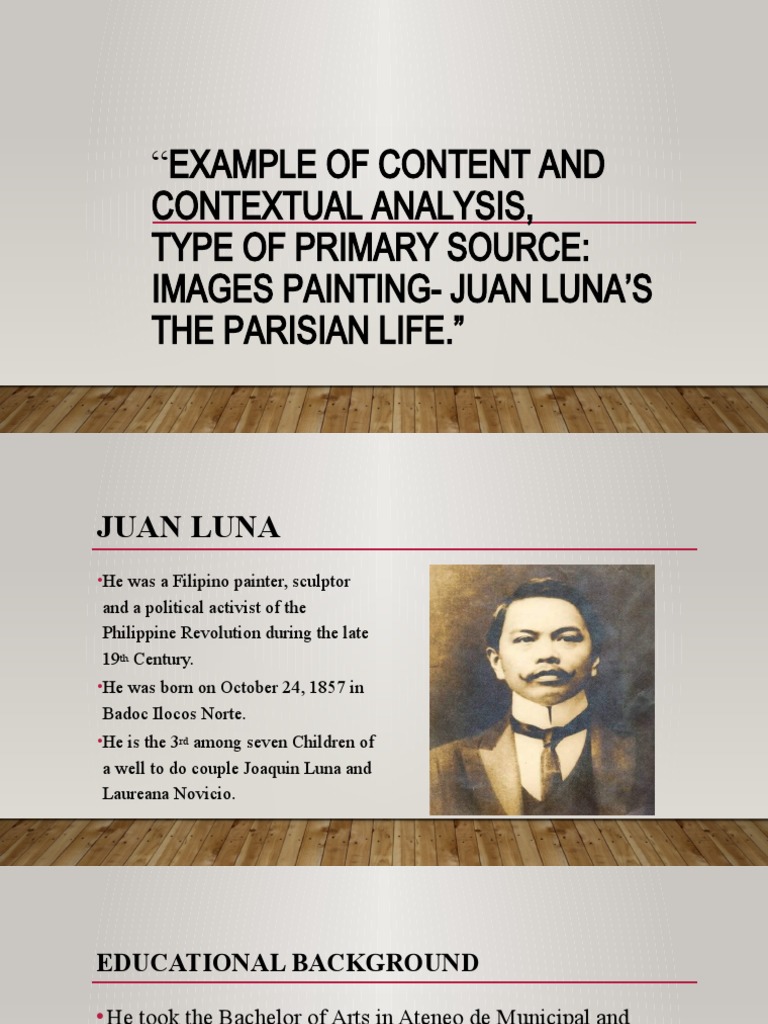 Example of Content and Contextual Analysis, Type of Primary Source ...