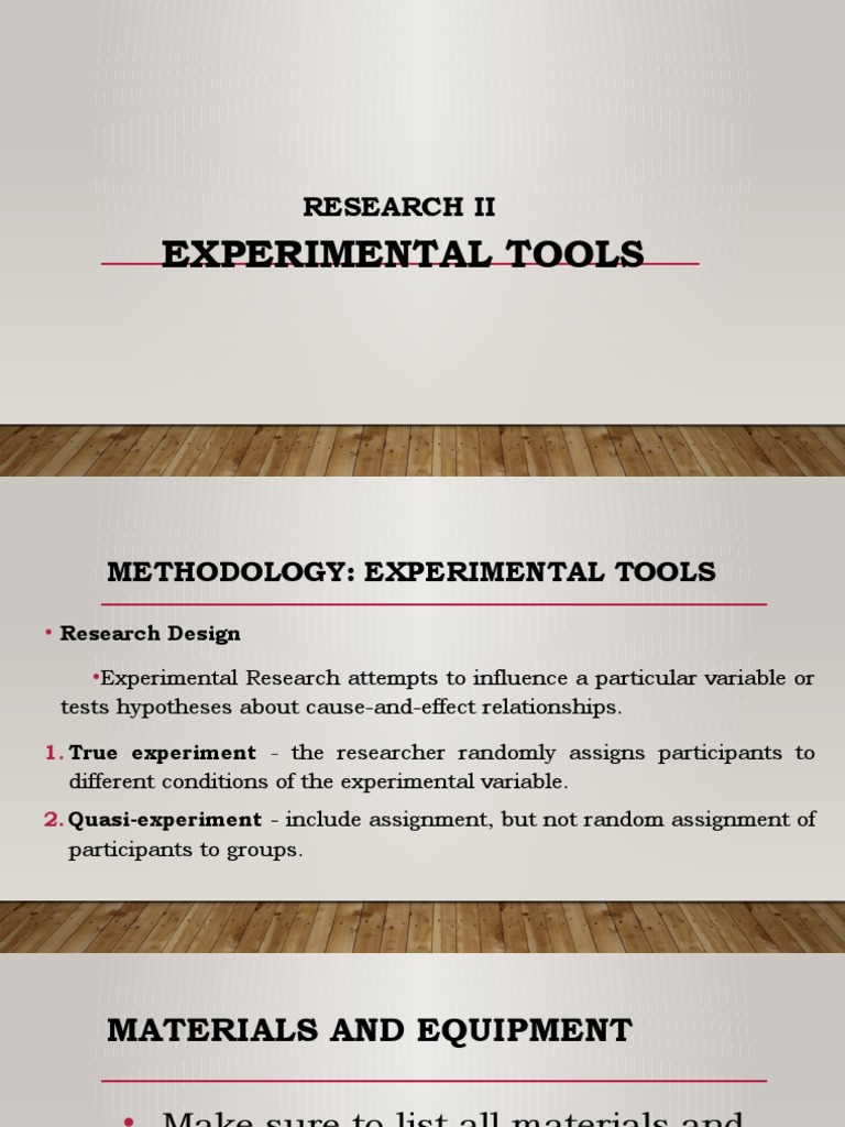 Research Ii Q2 Lesson 1 Experimental Tools PPT 1 | PDF | Experiment ...