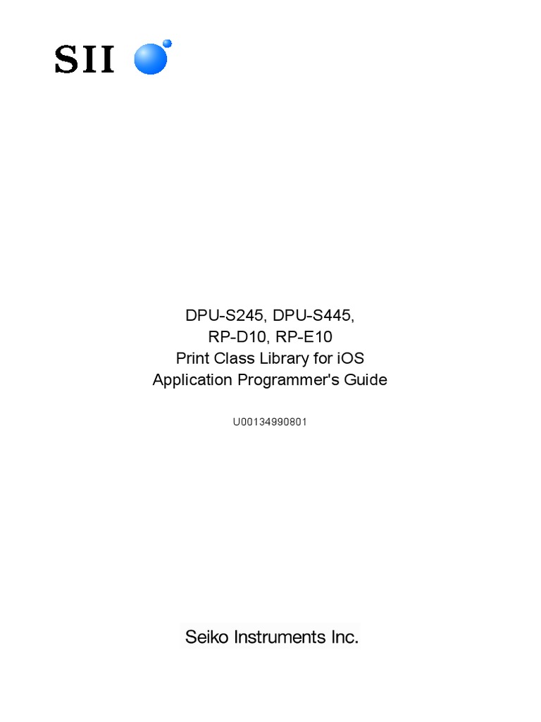 Seiko RP D10 iOS Programmers Guide | PDF | Ios | Library (Computing)