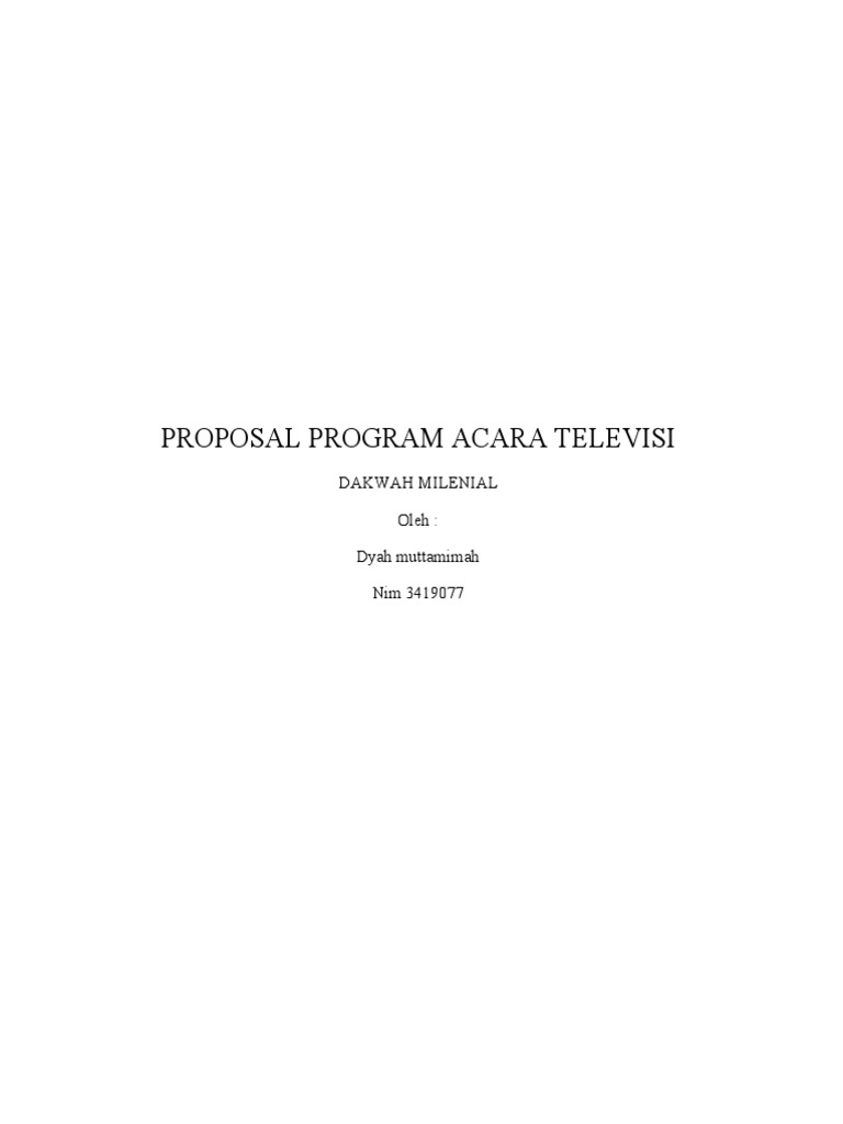 Proposal Program Acara Televisi Dakwah Milenial | PDF
