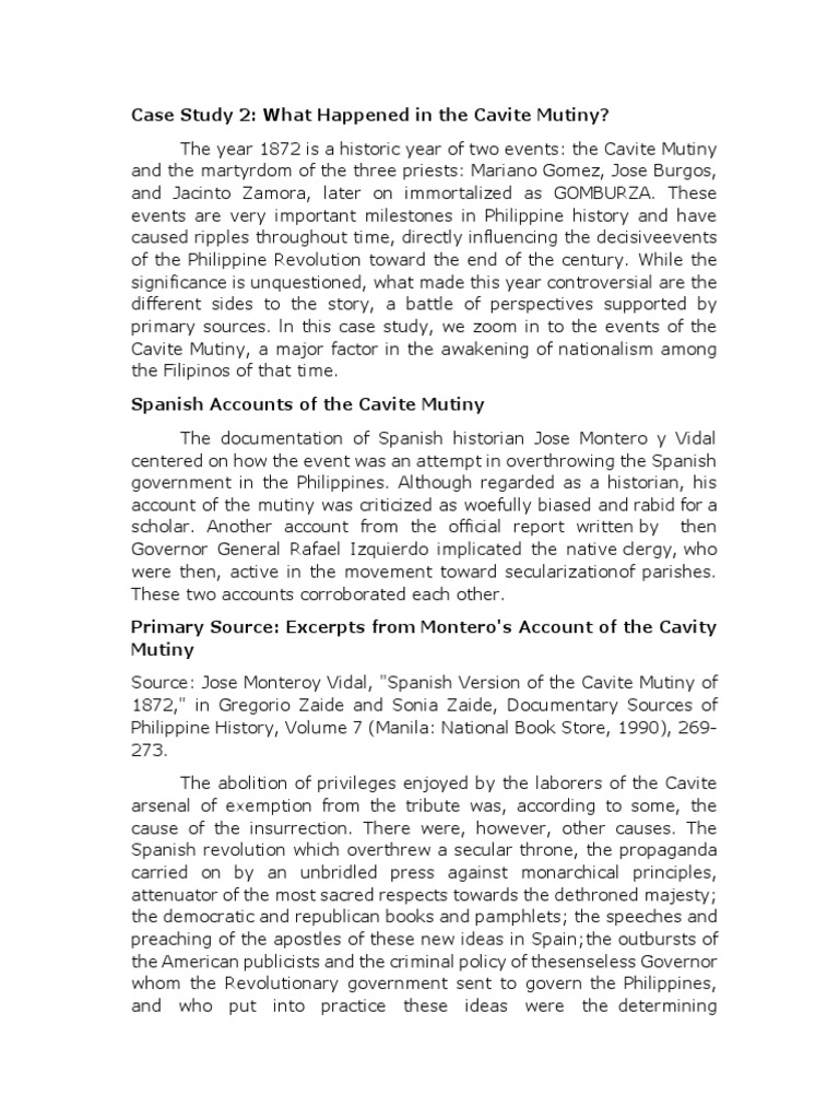 Case Study 2-What Happened in The Cavite Mutiny | PDF | Philippines
