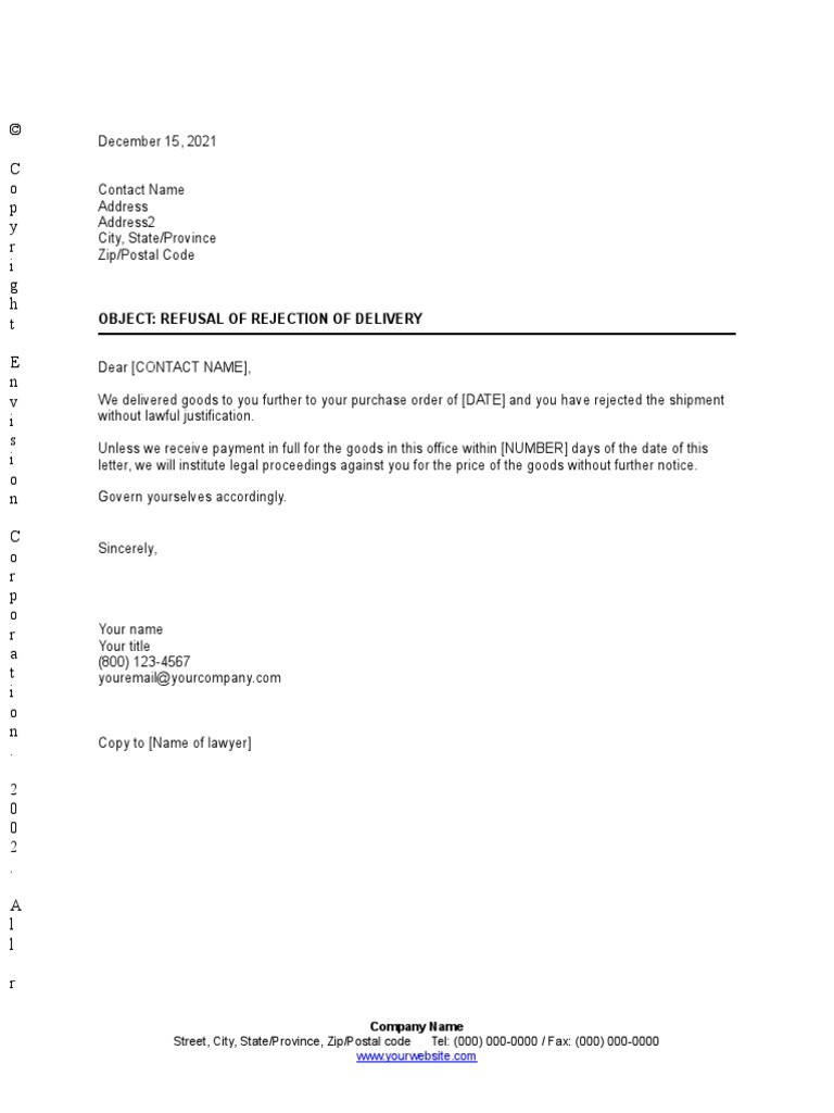 Refusal of Rejection of Goods | PDF