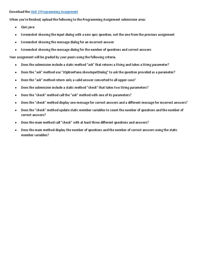 Programming Assignment Unit 3 | PDF