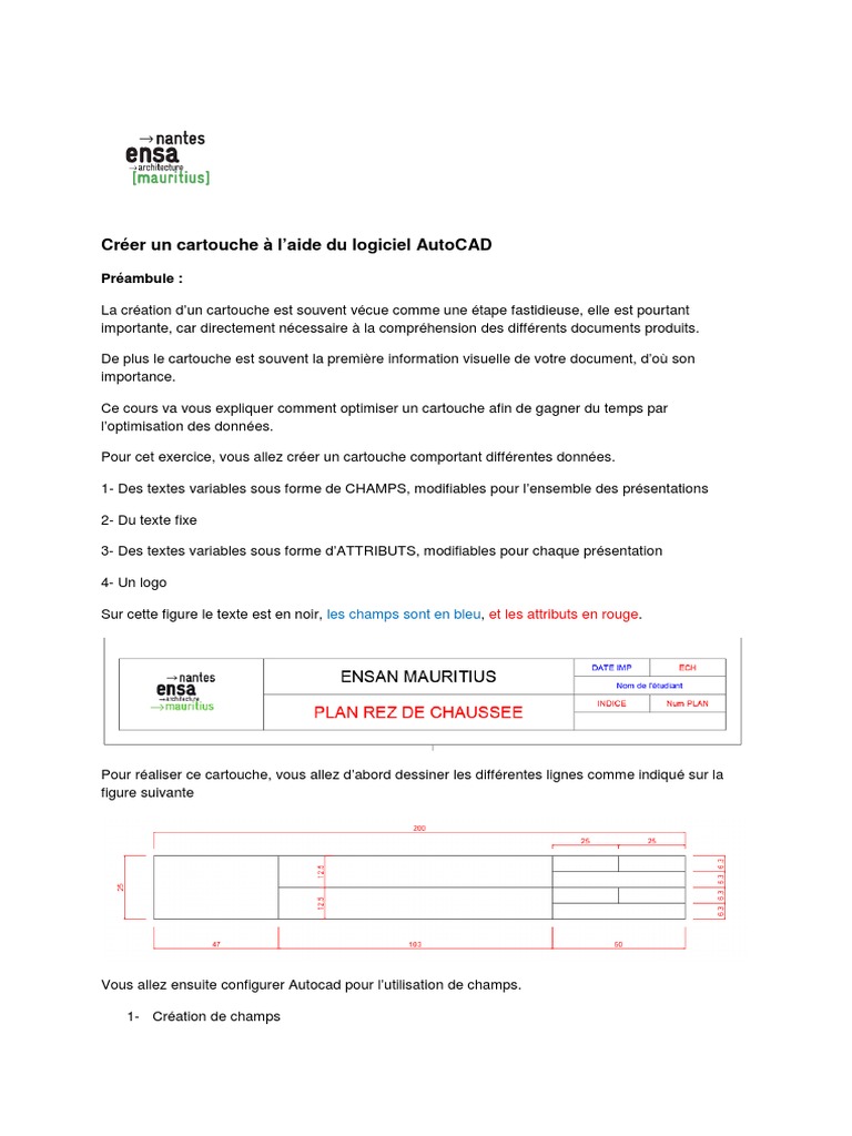 Créer Un Cartouche Sur AutoCAD | Descargar gratis PDF | Dessin technique