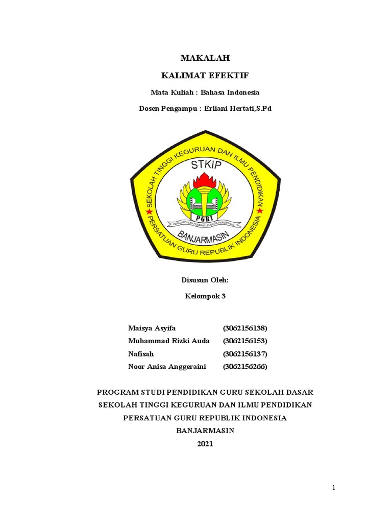 Makalah Kalimat Efektif Kelompok 3-1 | PDF