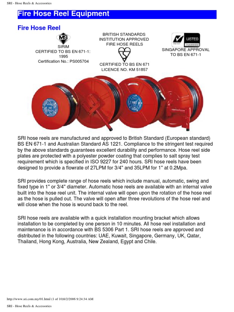 Hose Reels Sri | PDF | Valve | Pipe (Fluid Conveyance)
