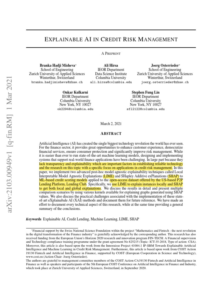 Explainable Ai in Credit Risk Management | PDF | Statistical ...