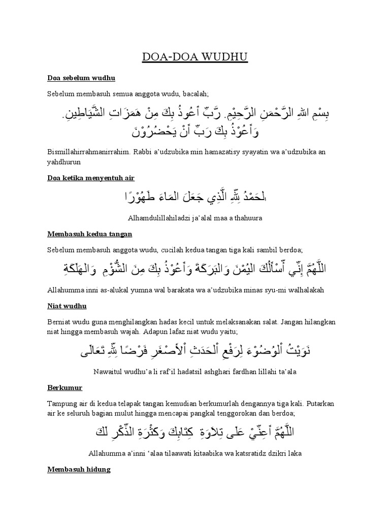 Doa Lengkap Wudhu dan Tata Caranya | PDF | Agama & Spiritualitas