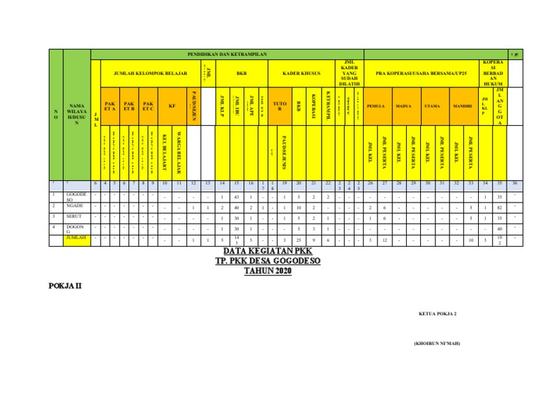 Data Kegiatan PKK Pokja 2 | PDF