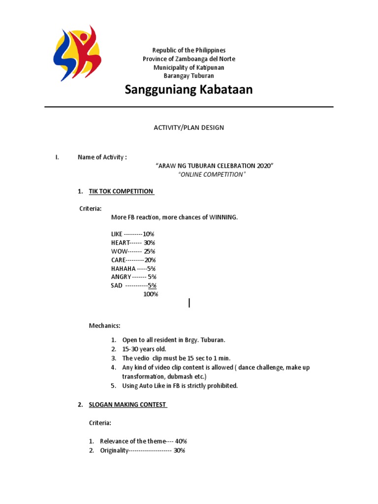 Sangguniang Kabataan: Activity/Plan Design | PDF | Philippines