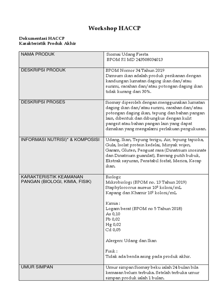 Laprak HACCP 1 - Dikonversi | PDF