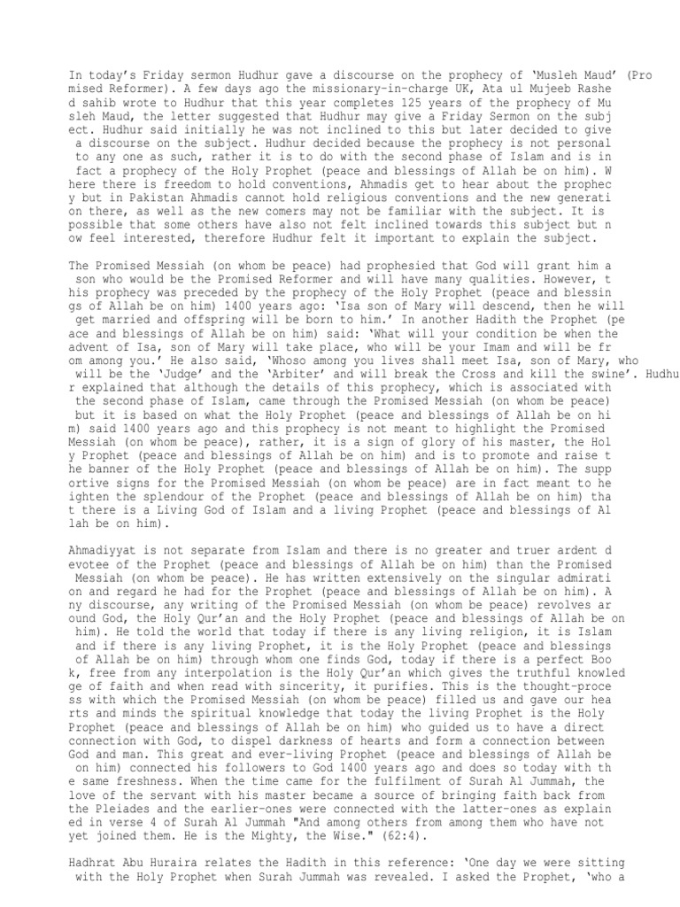 Musleh Maud Prophecy Explained | PDF | Messiah | Religious Faiths