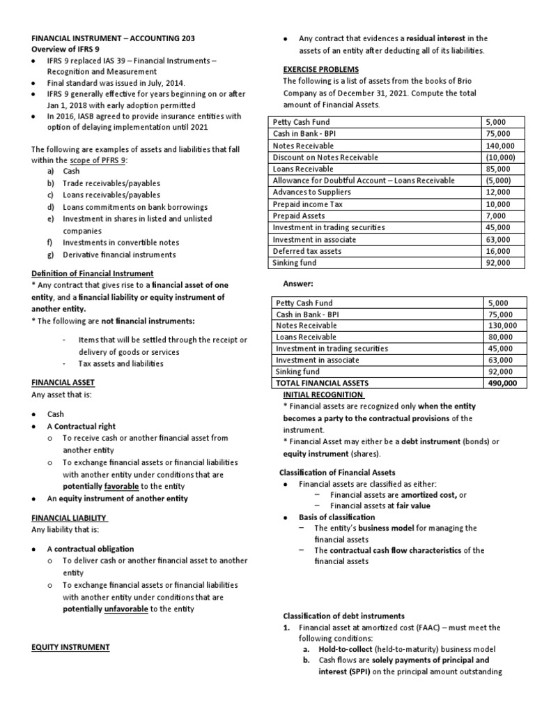 Financial Instruments | PDF | Historical Cost | Fair Value