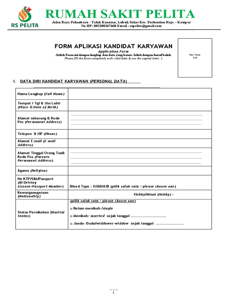 Formulir Aplikasi Karyawan | PDF