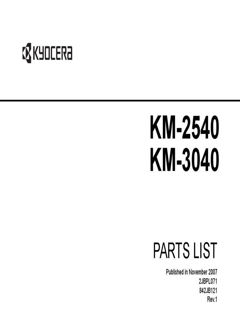 Parts List and Exploded View Diagrams for KM-2540 and KM-3040 Copier ...