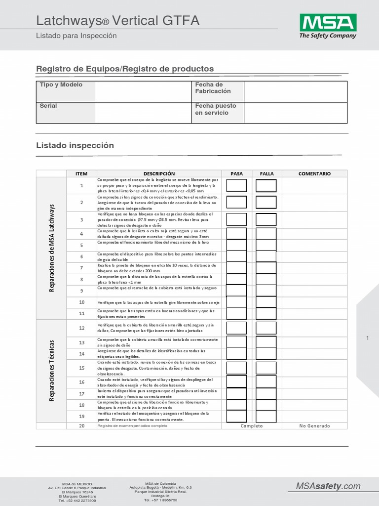 Latchways Vertical GTFA Español | PDF