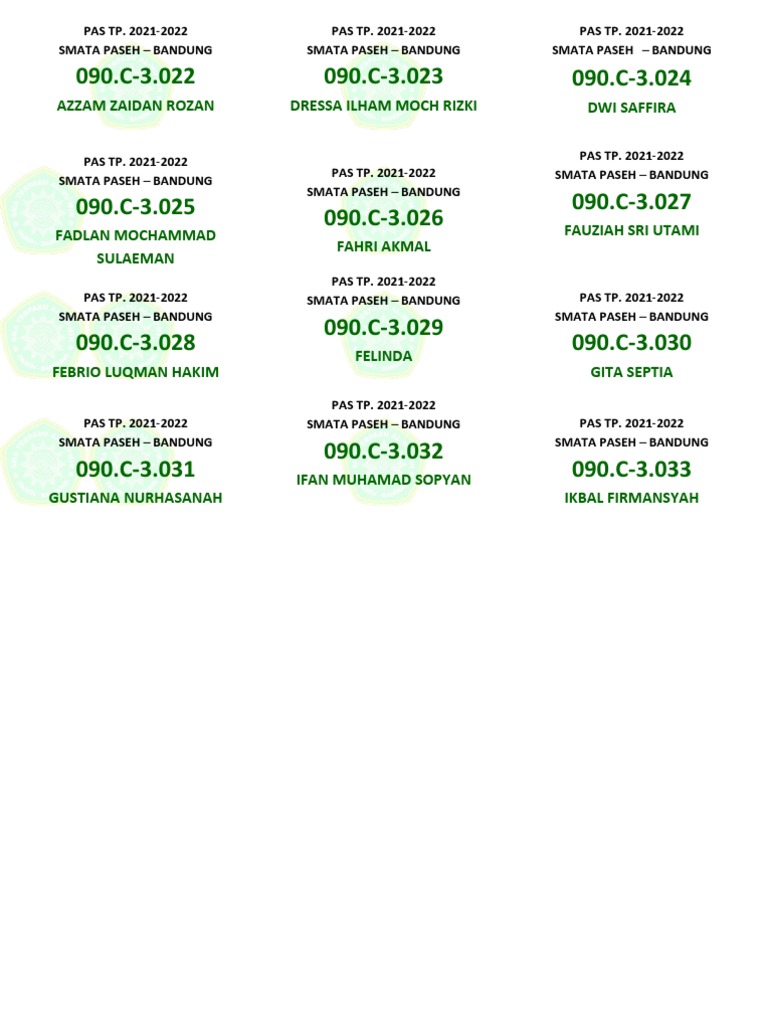 Label Nomor Meja | PDF