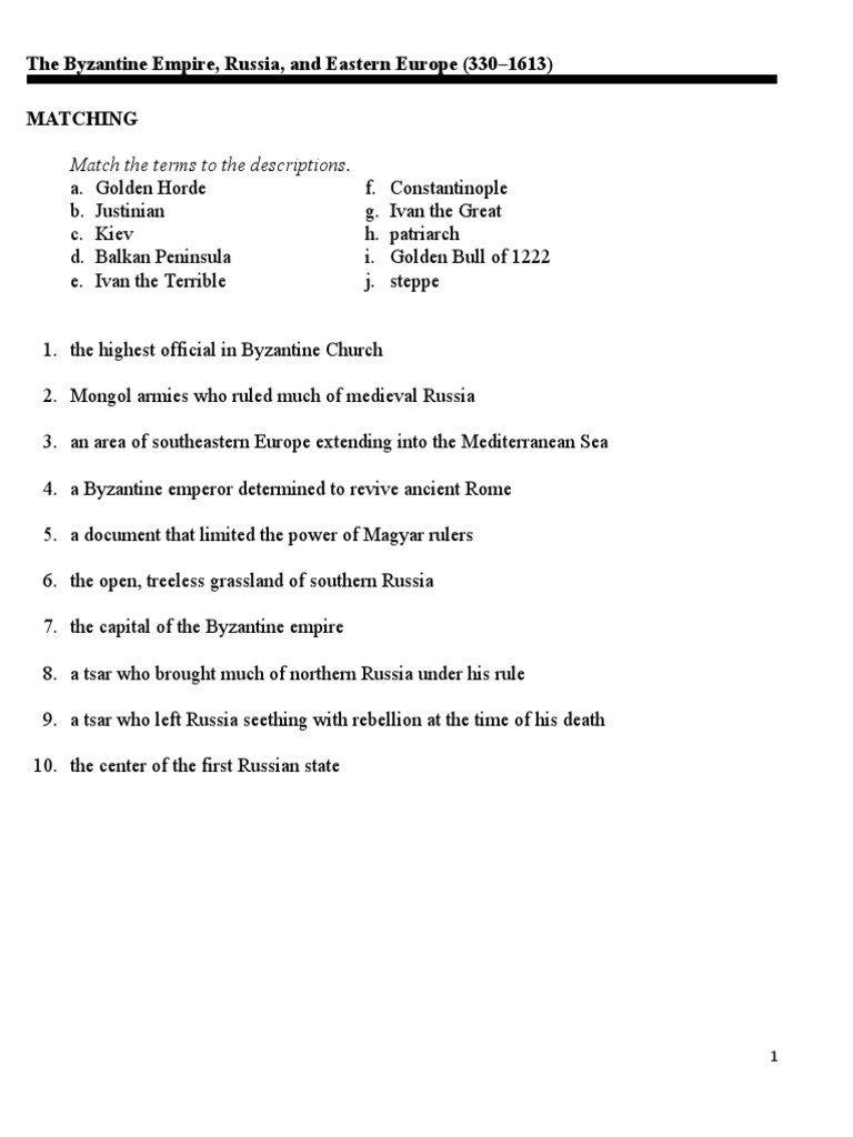 Byzantine Empire and Russia Overview | PDF | Byzantine Empire | Russian ...