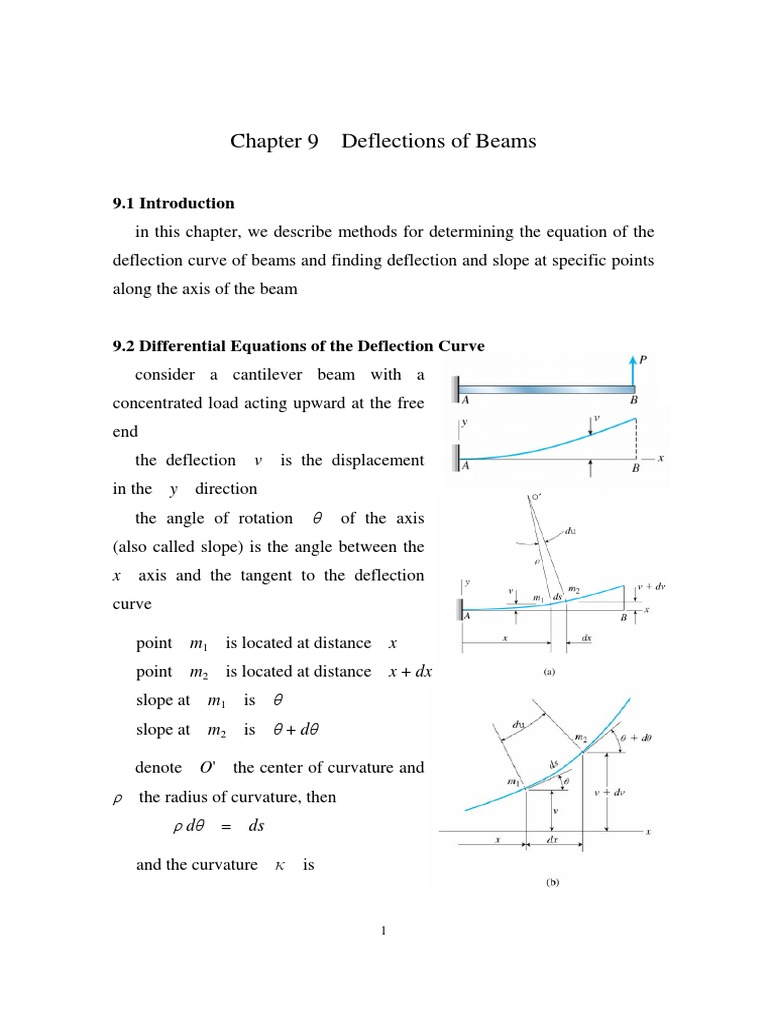 Chapter 9 Deflections of Beams: X Axis and The Tangent To The ...
