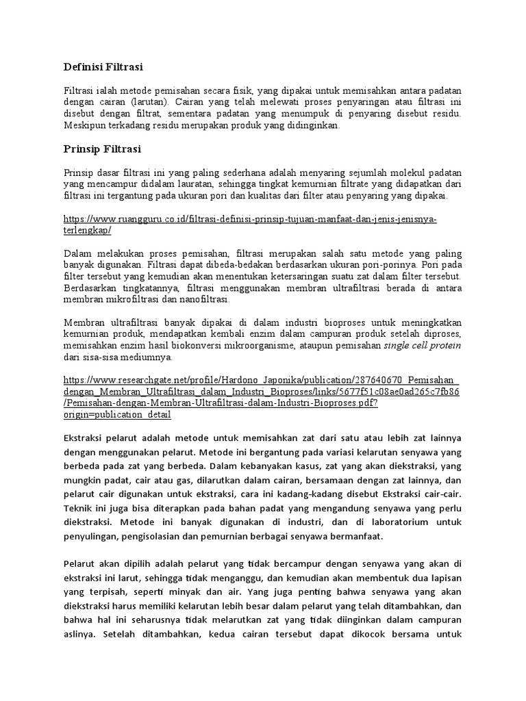 Definisi Filtrasi | PDF