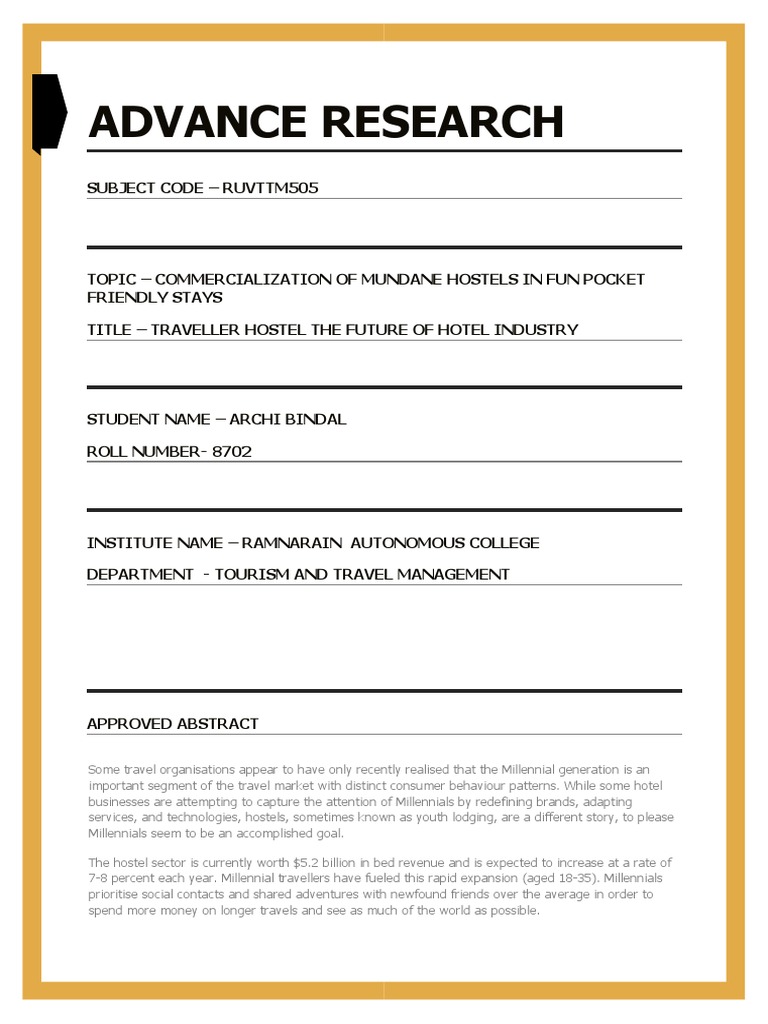 Archi Bindal, 8702, First Draft. | PDF | Hostel | Millennials