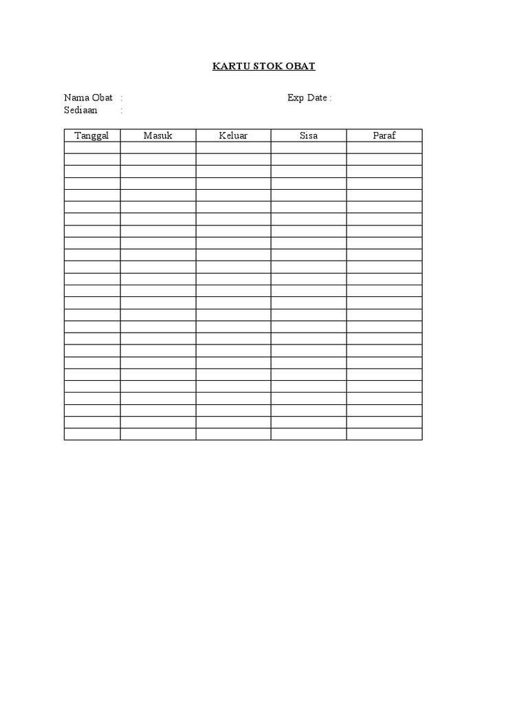 Kartu Stok Obat Pdf